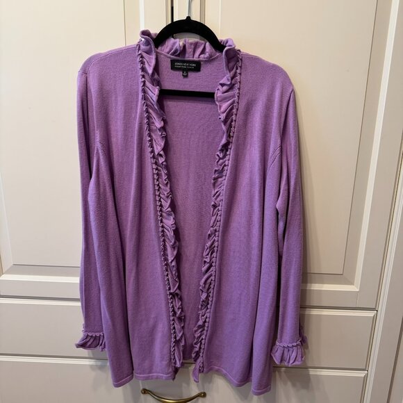 Jones New York | Sweaters | Jones New York Purple Longsleeve Ruffled ...